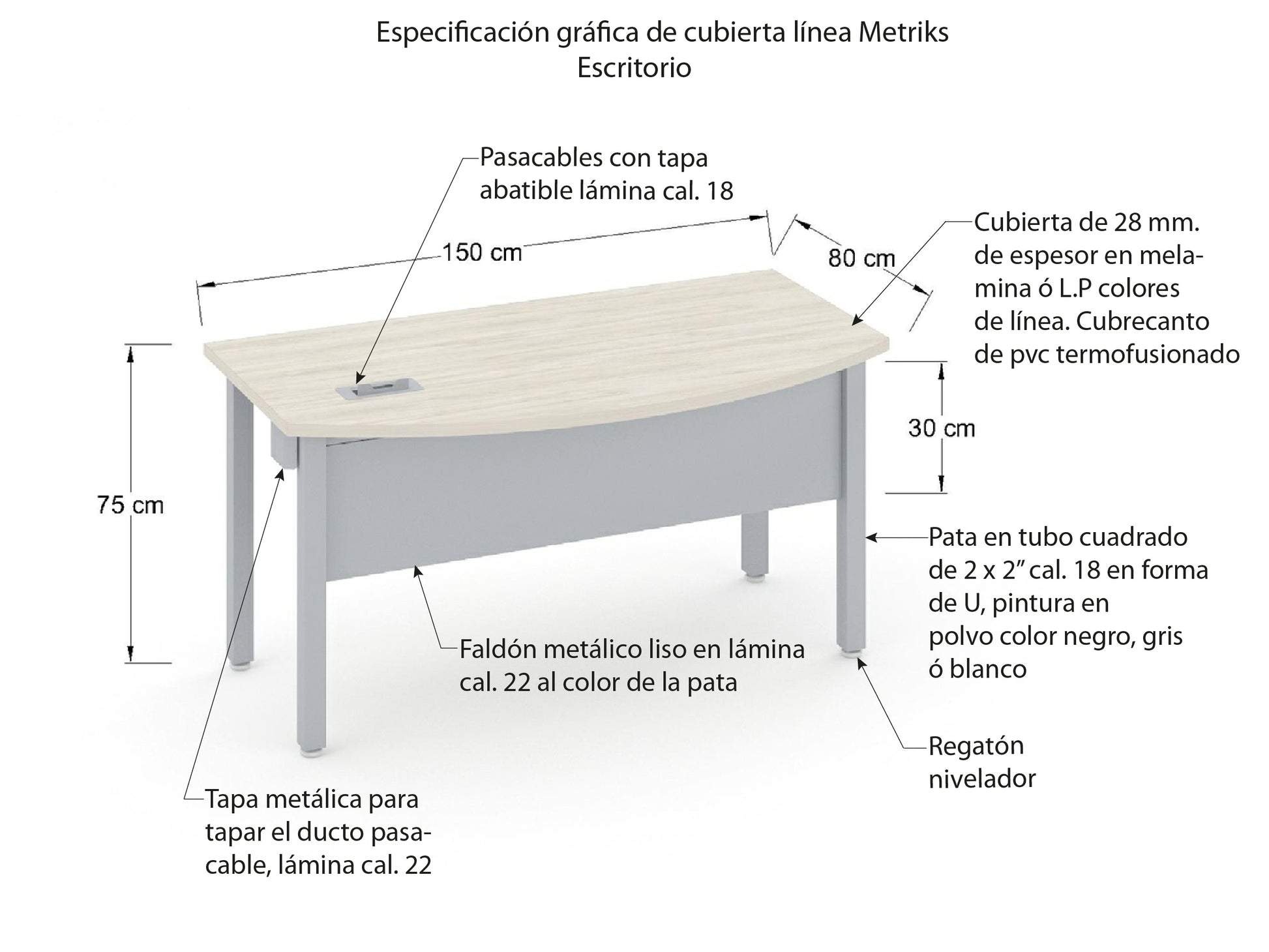 Escritorio Individual MEDFU15 – Muebles de Oficina Express