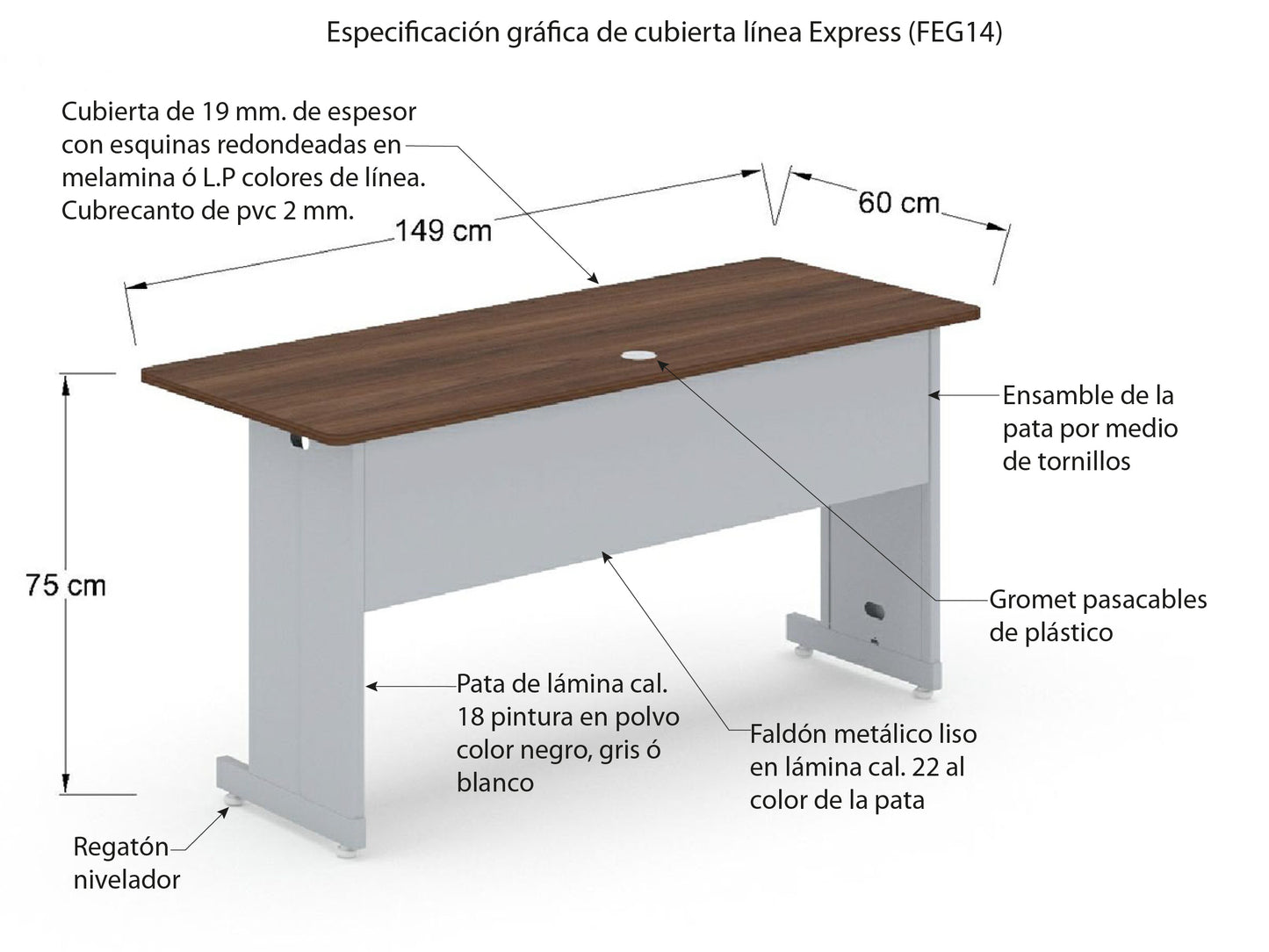 Escritorio individual FEG14 – Muebles de Oficina Express