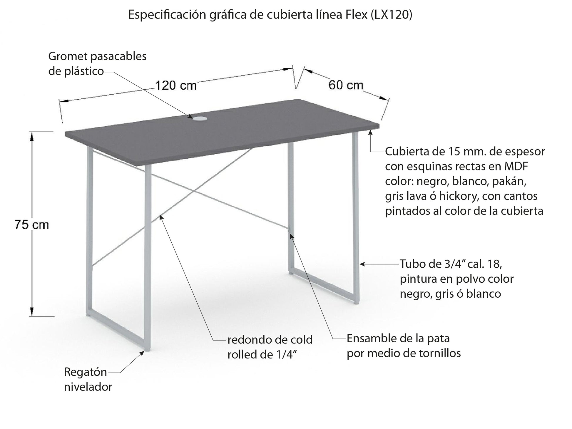Escritorio Individual LX 120 – Muebles de Oficina Express