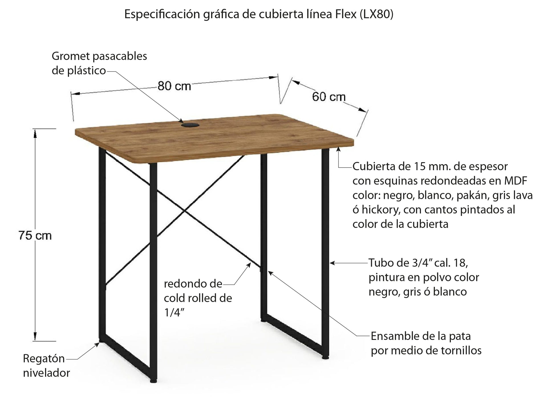 Escritorio Individual LX 80 – Muebles de Oficina Express